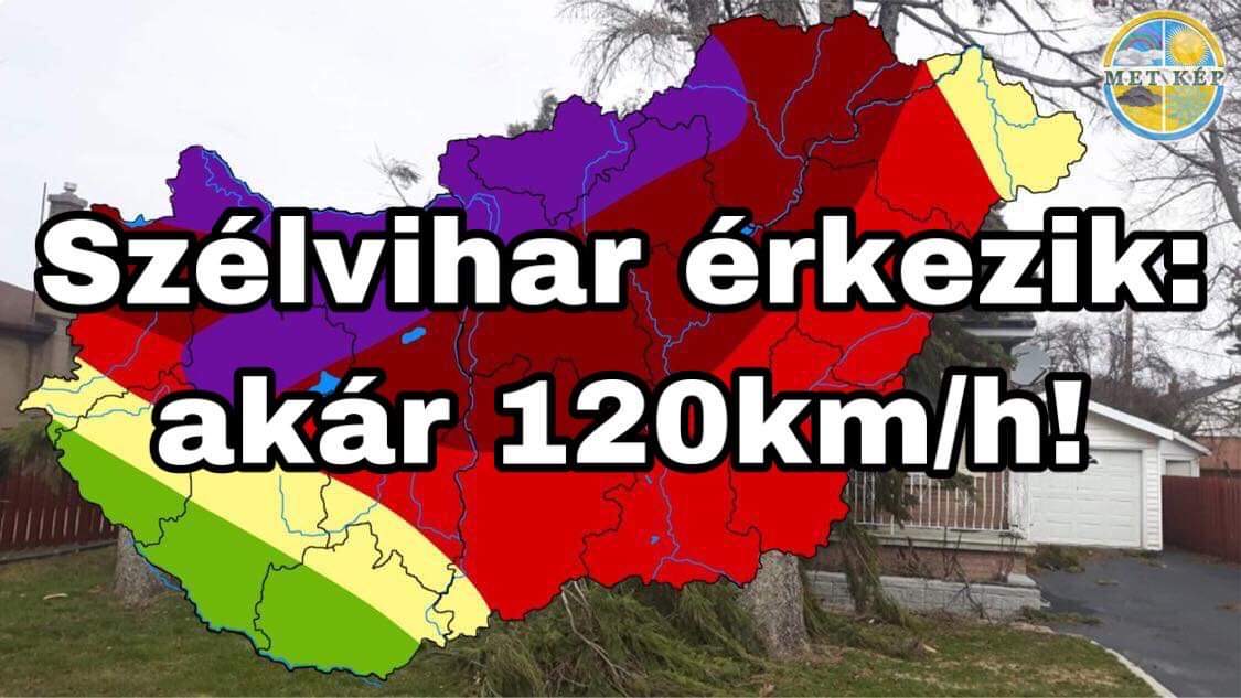Szélvihar érkezik: akár 120km/h! - MetKép